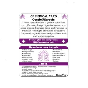 Cystic Fibrosis Medical Alert ID Card, Aware Tag, Cystic Fibrosis ...