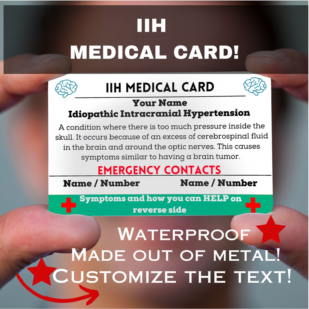 IIH Awareness Medical Alert Card, Iih Warrior, Iih Ribbon, Idiopathic Intracranial Hypertension ...