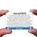 I Am Autistic Card, Autism Awareness Medical ID Card, High Functioning ...