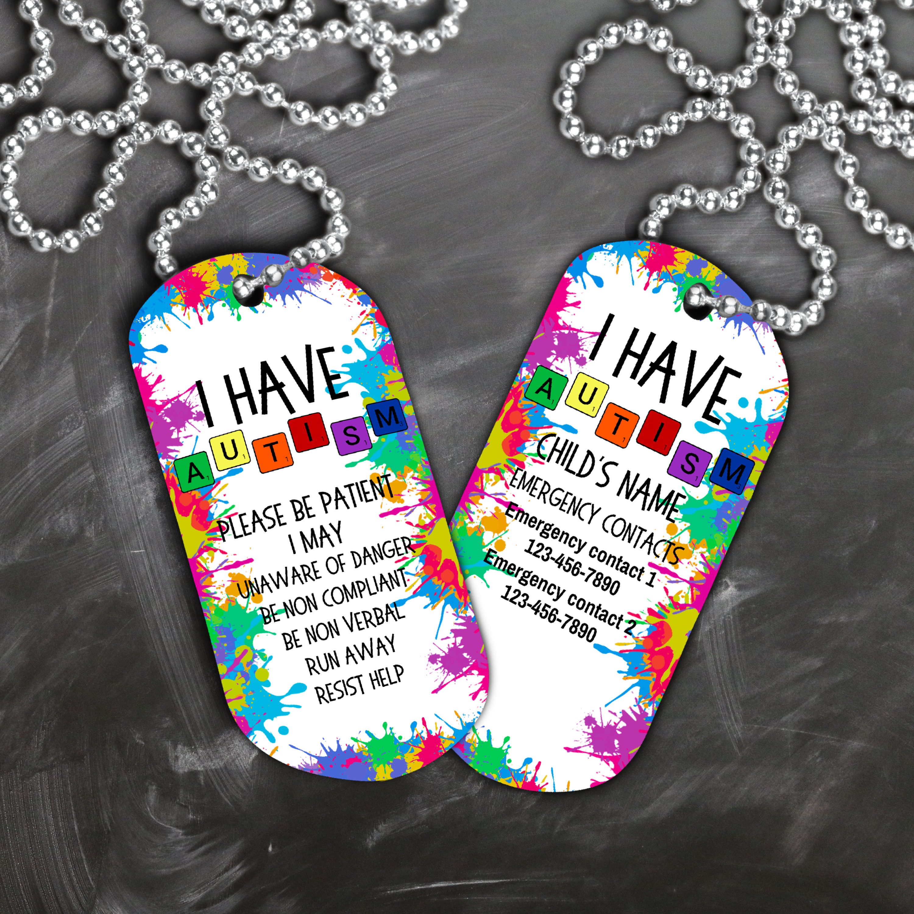 Autism Emergency Alert Awareness Necklace Jewelry, Custom Autism ...