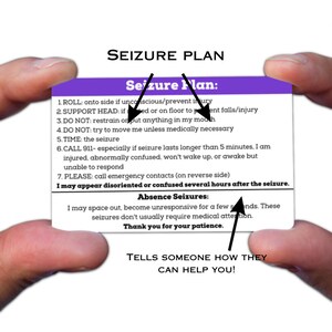 Seizure Awareness Alert Medical Card for Wallet,epilepsy Disorder ...