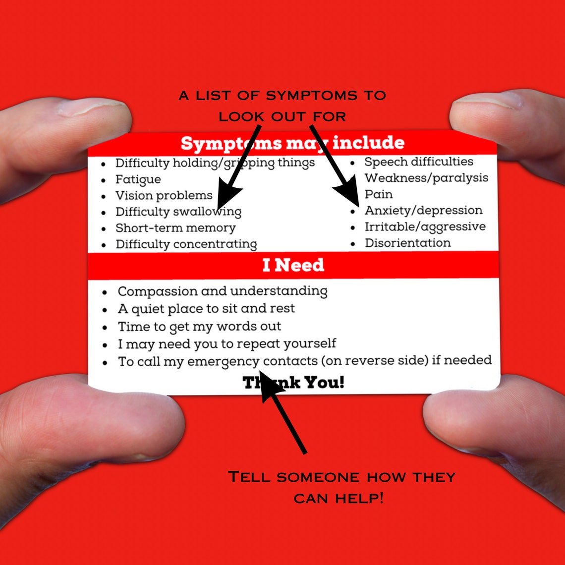 Stroke Survivor Medical ID Card, Emergency ICE Alert, Stroke Recovery ...