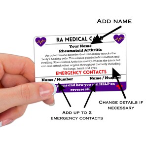 Rheumatoid Arthritis Medical Alert Card, Rheumatoid Arthritis Warrior ...