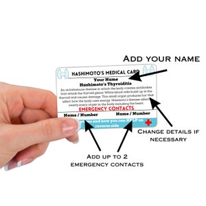 Hashimotos Disease, Hashimoto’s Emergency Medical Card Tag, Hashimoto’s ...
