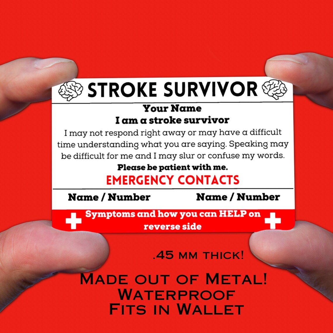Stroke Survivor Medical ID Card, Emergency ICE Alert, Stroke Recovery ...