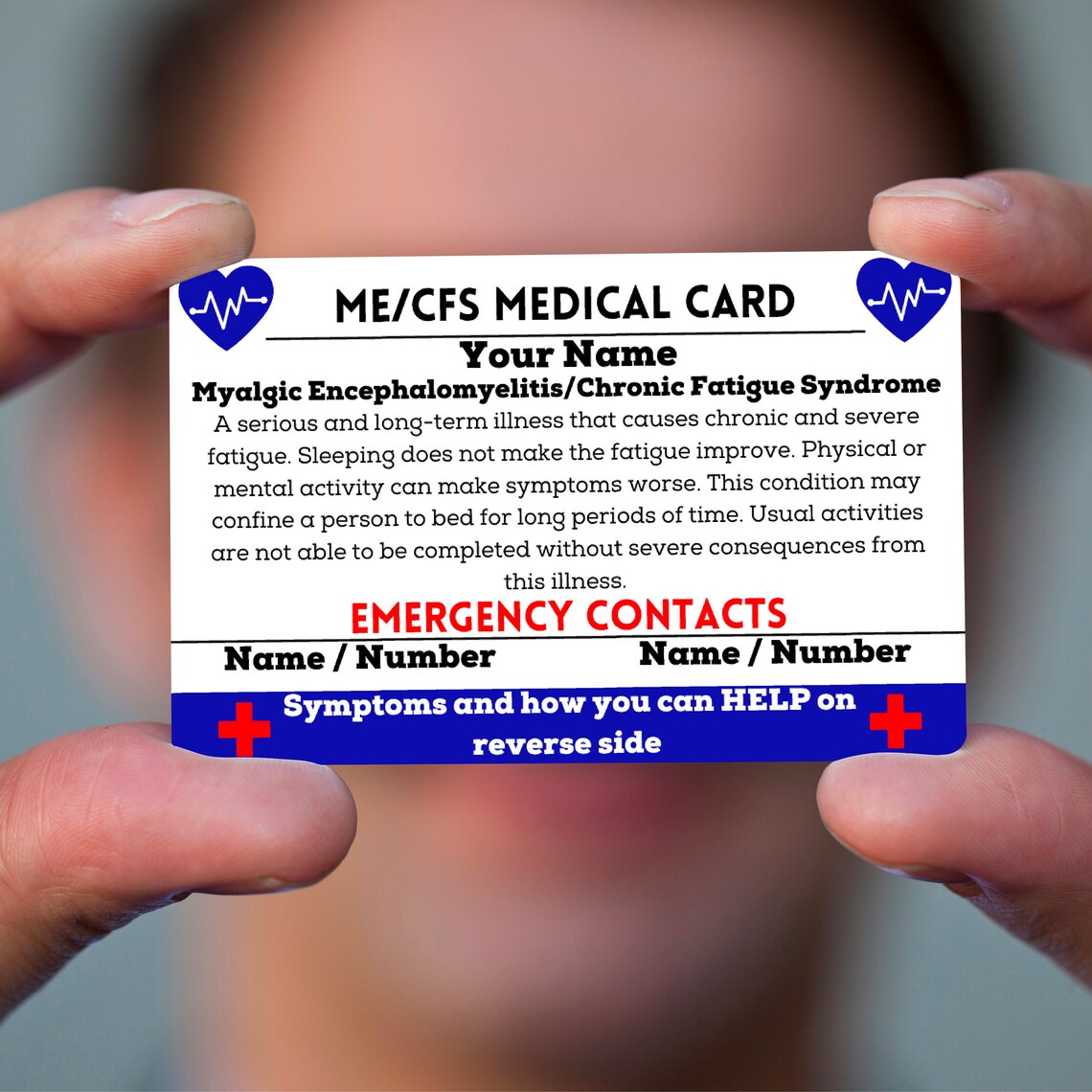Myalgic Encephalomyelitis Medical Alert Card, Emergency Contacts Tag ...