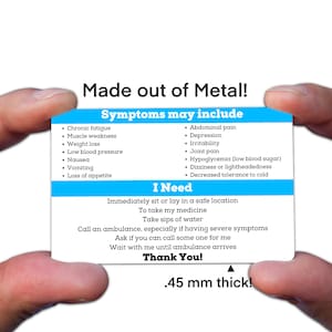 Adrenal Insufficiency Awareness, Medical ID Card for Wallet, Secondary ...