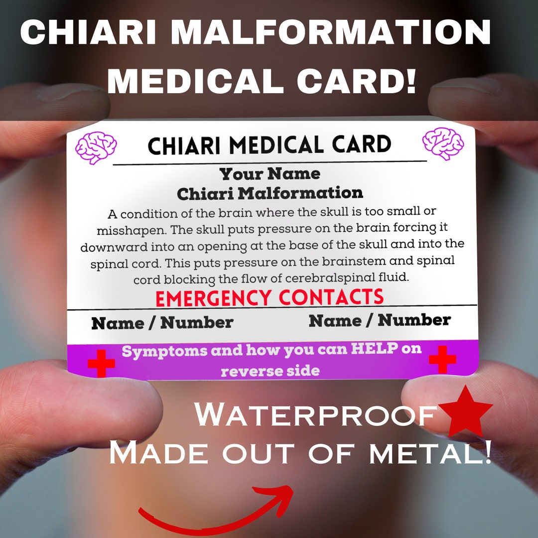 Chiari Malformation, Medical Alert Card for Wallet, Medical Tag, Chiari ...