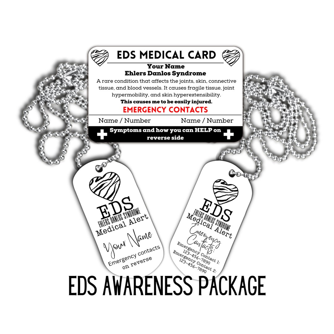 Ehler Danlos Syndrome Medical Card PACKAGE, Ehlers-danlos Medical Alert ...