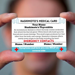 Hashimotos Disease, Hashimoto’s Emergency Medical Card Tag, Hashimoto’s ...