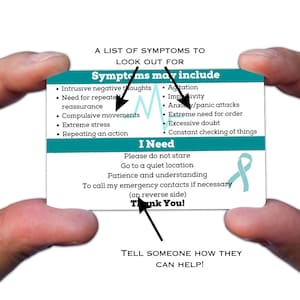 OCD Medical Alert Id Card, OCD Gifts, Obsessive Compulsive Disorder ...