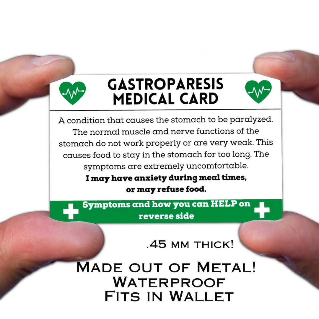 Gastroparesis Medical Card for Wallet, Stomach Problems, Victimized by ...
