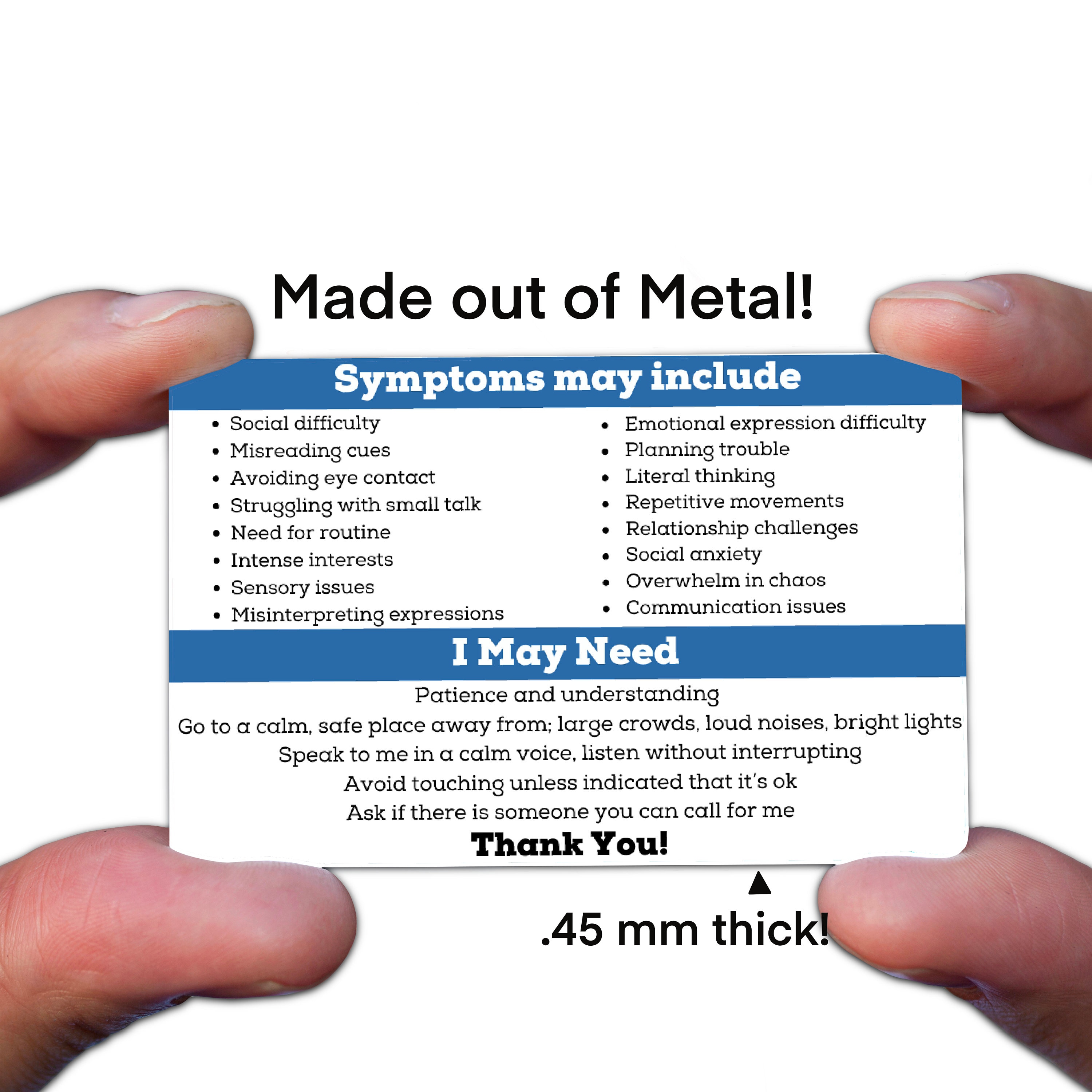 I Am Autistic Card, Autism Awareness Medical ID Card, High Functioning ...