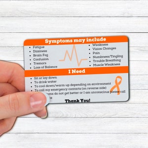 MS Emergency Contact Medical Card, Metal, MS Medical Card, Ms Id Cards ...