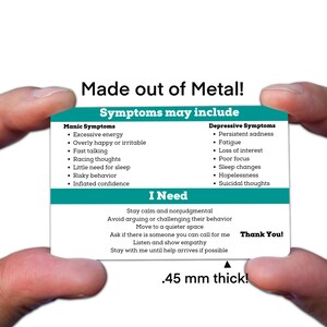 Bipolar Disorder Medical Alert ID Card, Bipolar Type 1 Symptom ...
