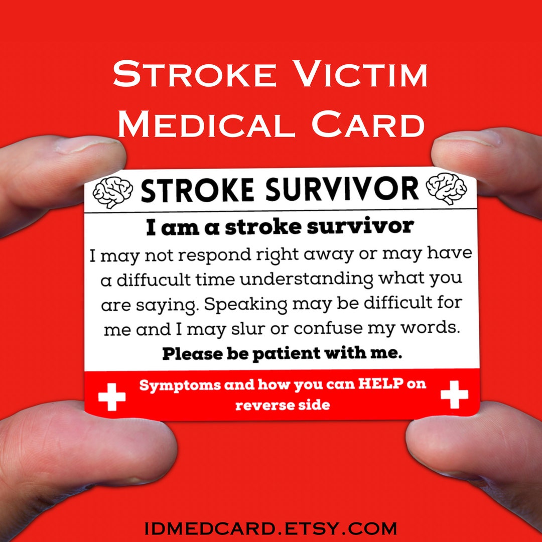 Stroke Survivor Medical ID Card, Emergency ICE Alert, Stroke Recovery ...