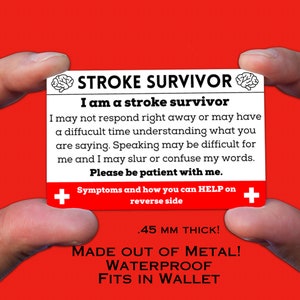 Stroke Survivor Medical ID Card, Emergency ICE Alert, Stroke Recovery ...
