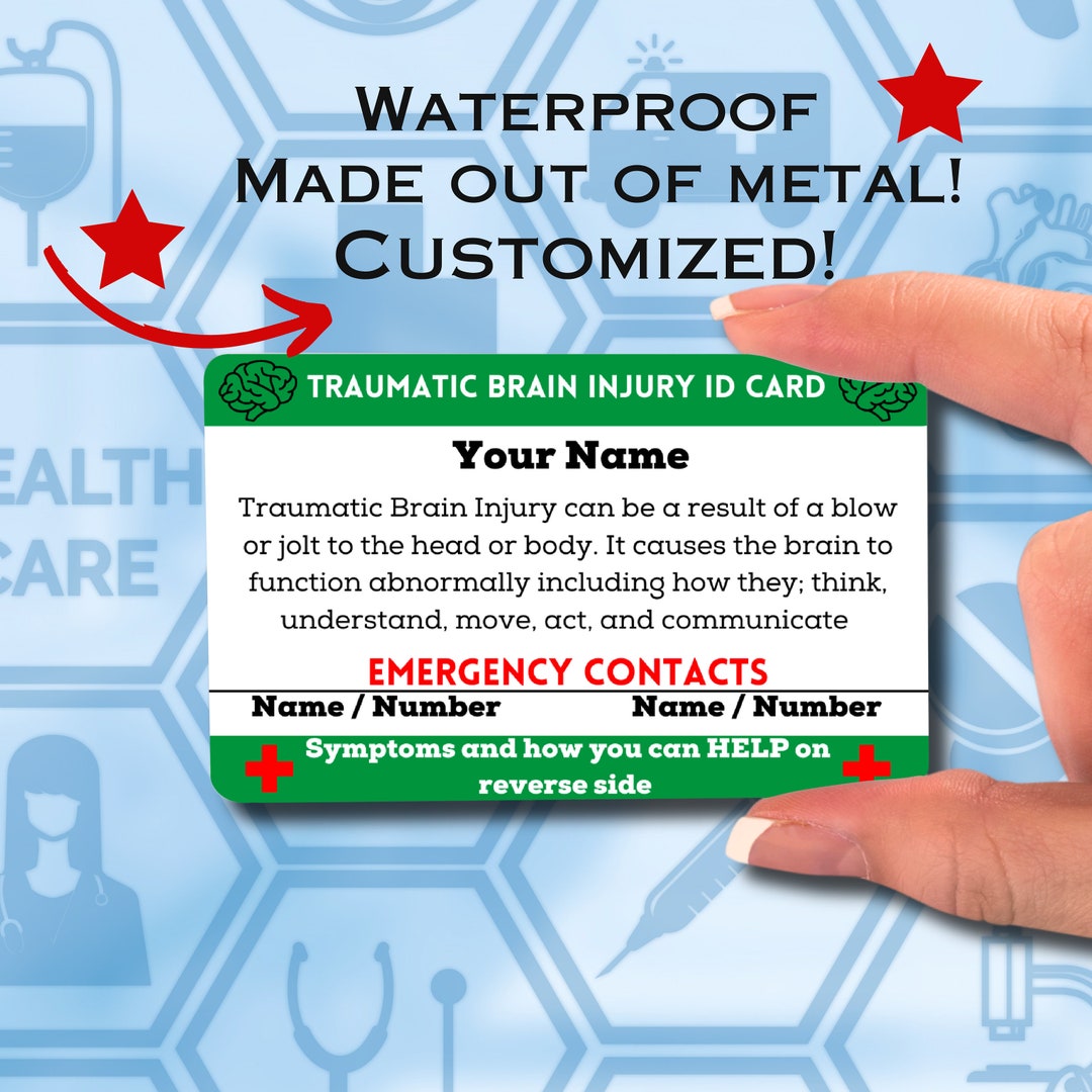 Traumatic Brain Injury Medical ID Card, TBI Survivor Awareness Ribbon ...