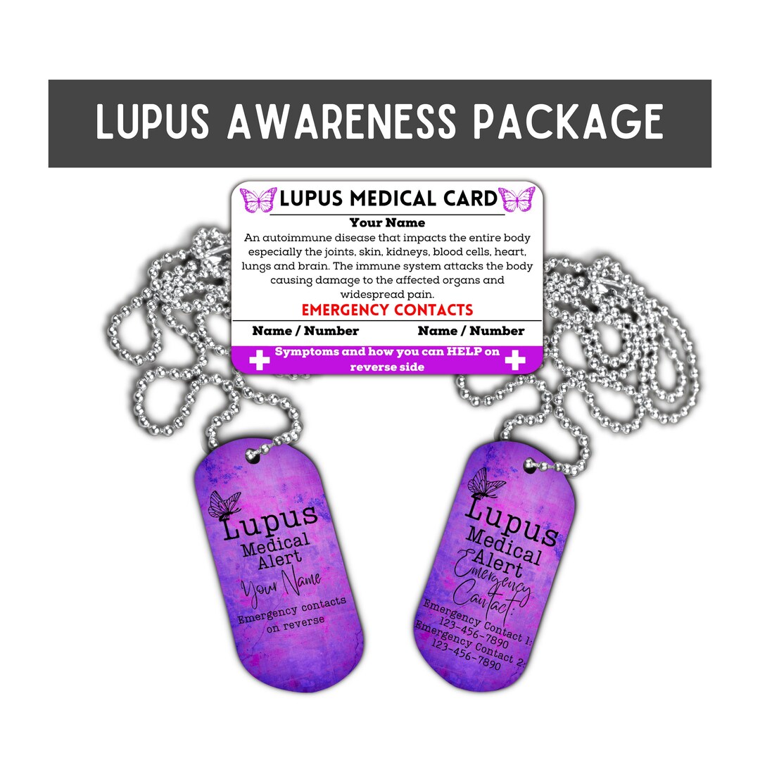 Lupus Medical Alert ID Card Package, Lupus Awareness Gift, Warrior Gift ...