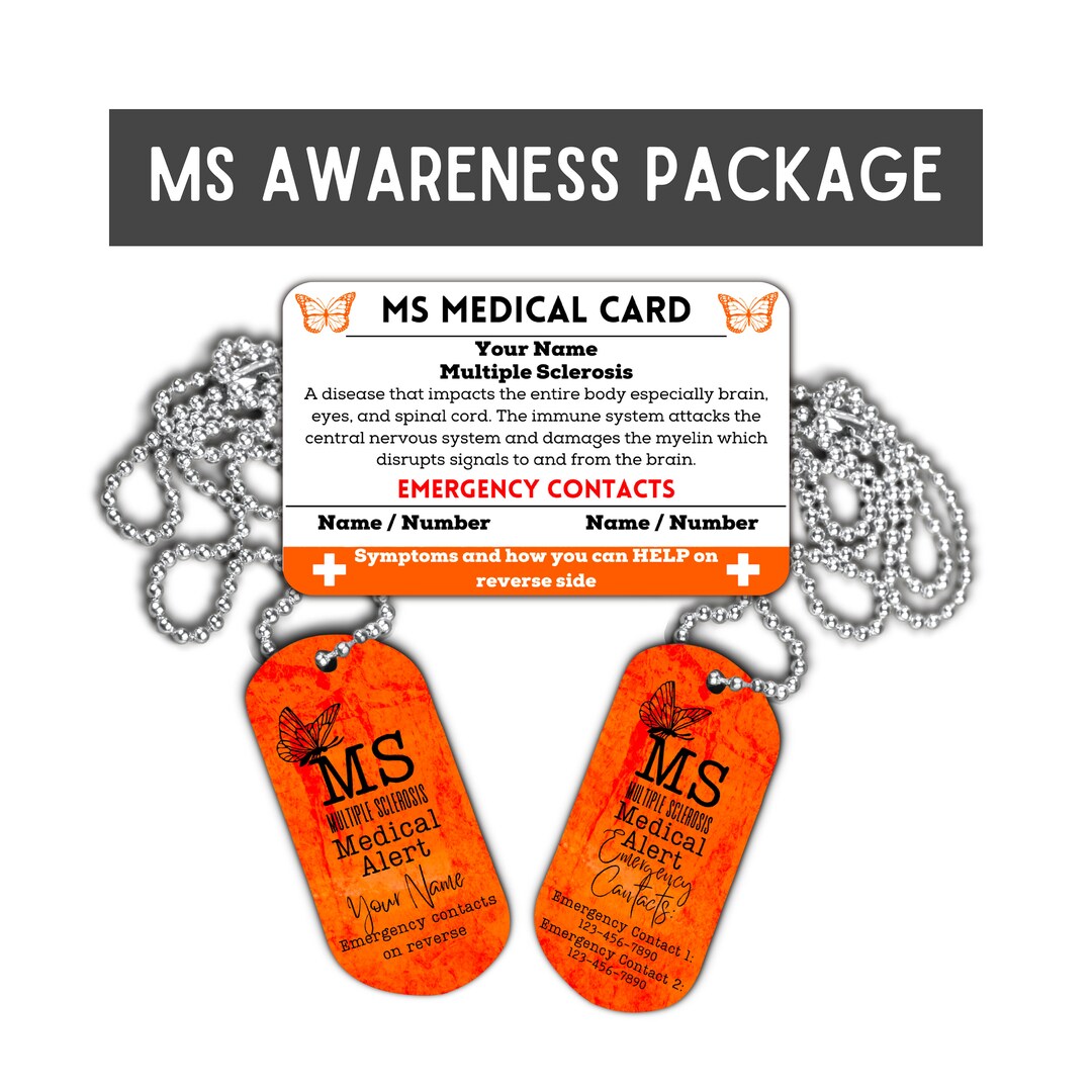 MS Medical Alert ID Card Package, Multiple Sclerosis Awareness Gift ...