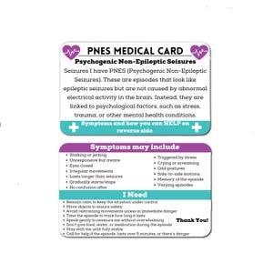 PNES Medical Alert ID Card, Aware Tag, Non Epileptic Psychogenic ...