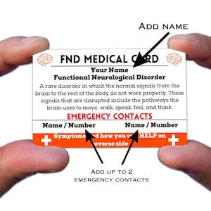 FND Card, FND Medical Alert ID Card for Wallet, Fnd Awareness Gift ...