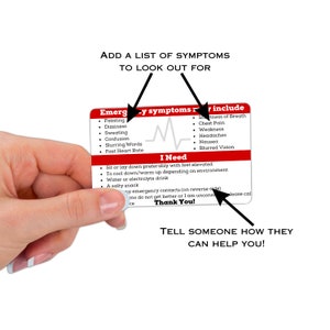 Medical Alert Card, Medical ID Card, Personalized Medical Alert ...