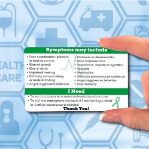 Traumatic Brain Injury Medical ID Card, TBI Survivor Awareness Ribbon ...