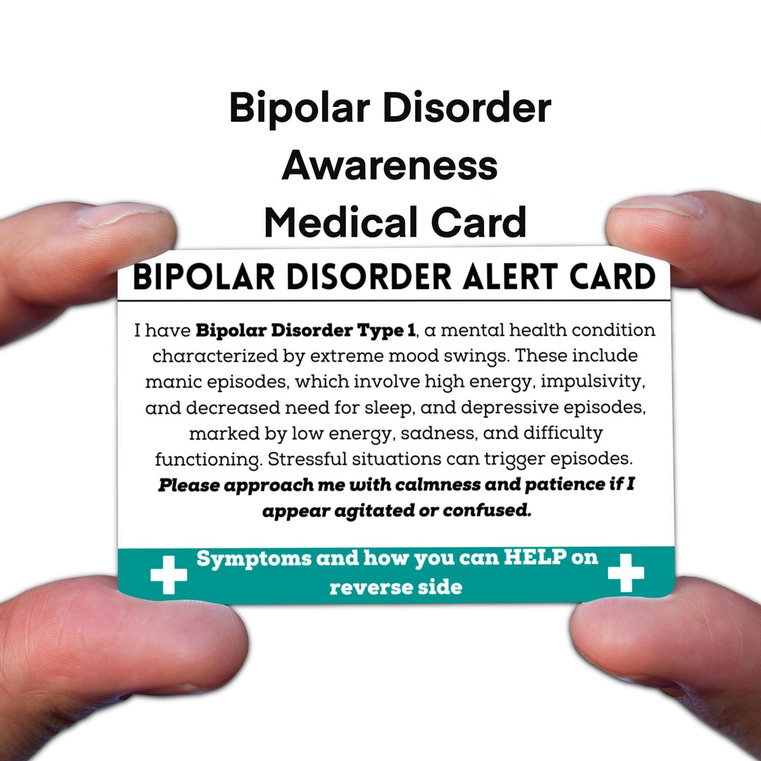 Bipolar Disorder Medical Alert ID Card, Bipolar Type 1 Symptom ...