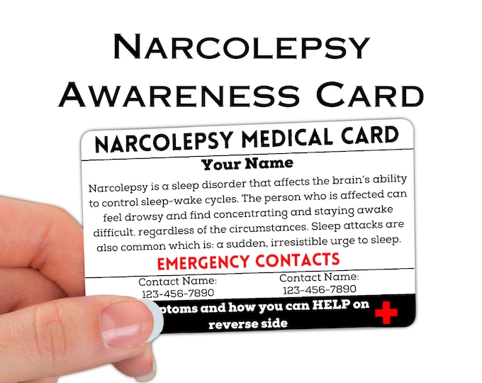 Narcolepsy Card, Narcolepsy Emergency Card, Narcolepsy Medical Card ...