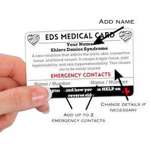 Ehler Danlos Syndrome Medical Card, Ehlers-danlos Medical Alert, Ehlers ...