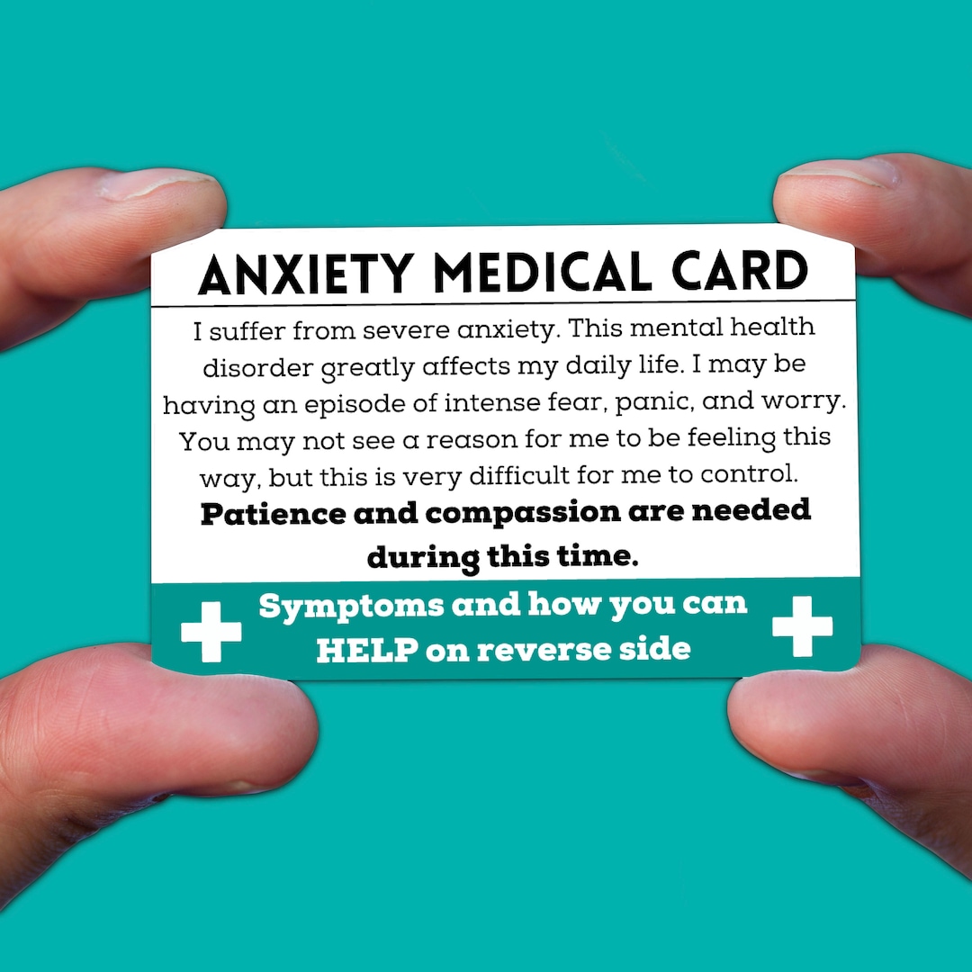 Anxiety Medical Alert ID Card for Wallet, Panic Attacks, Awareness ...