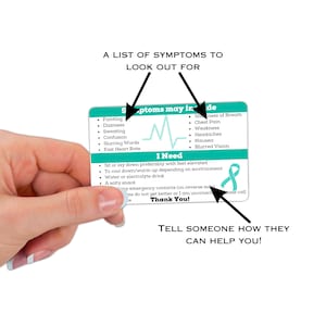 Pots Medical Card, Pots Syndrome Medical Card, Pots Awareness Wallet ...