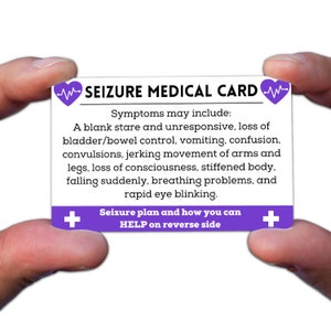 Seizure Awareness Alert Medical Card for Wallet,epilepsy Disorder ...