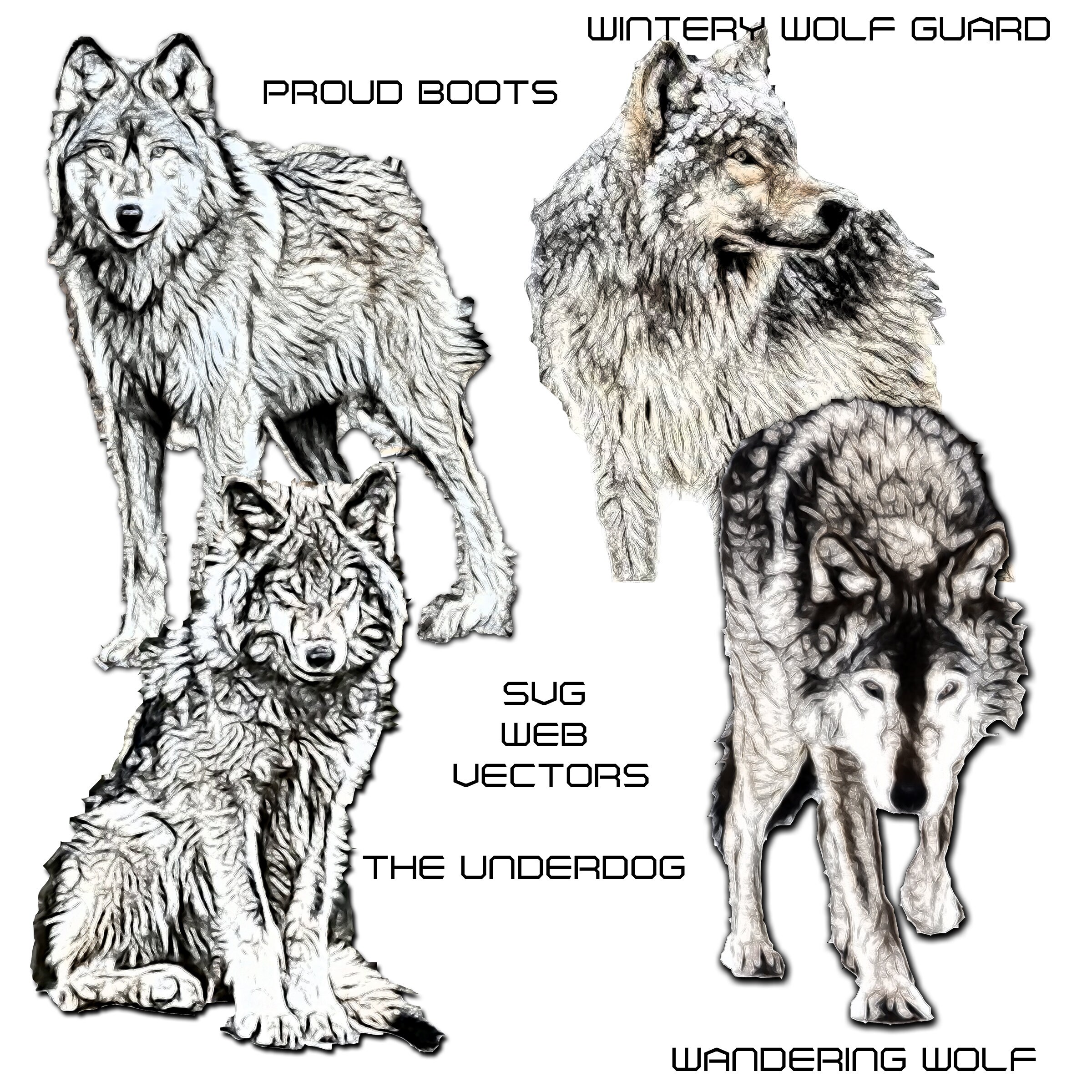 SVG Art Wolf / Wolves Pack Digital File: Arts & Craft Supply Resources ...