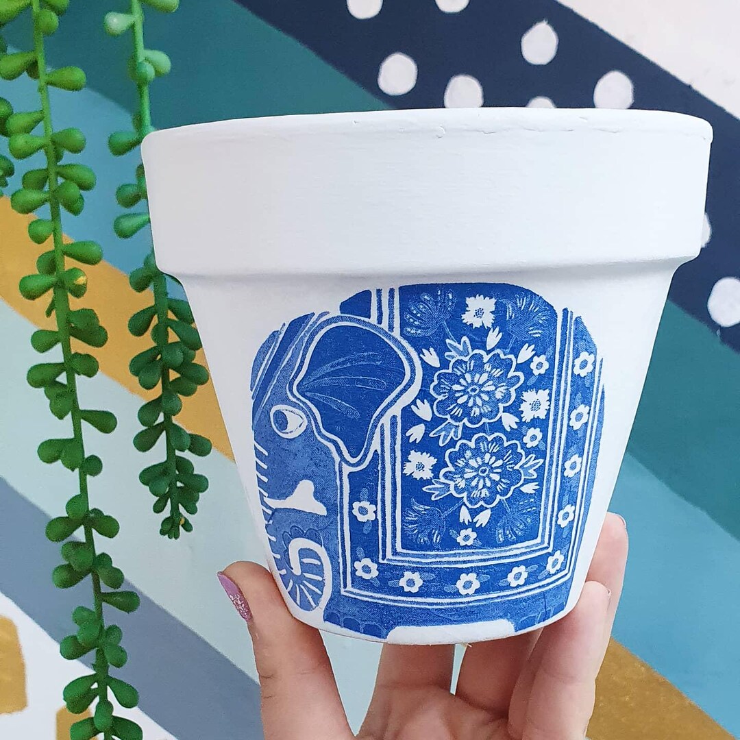 Elephant Decoupaged Teracotta Plant Pot for Home and Garden - Etsy