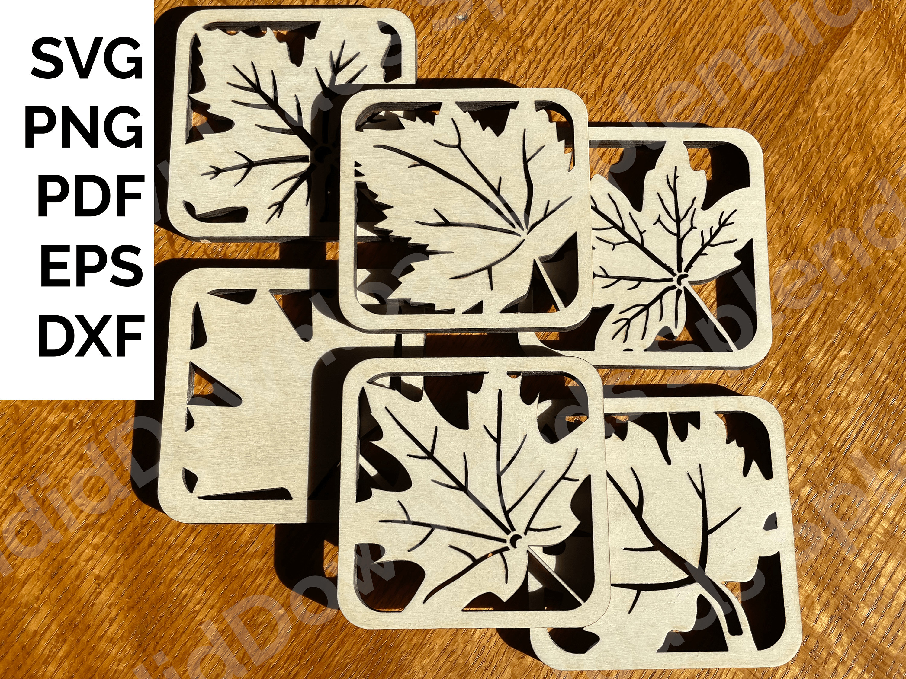 6 Maple Leaf Wood Metal Coaster Fall Autumn Digital SVG DXF Files ...