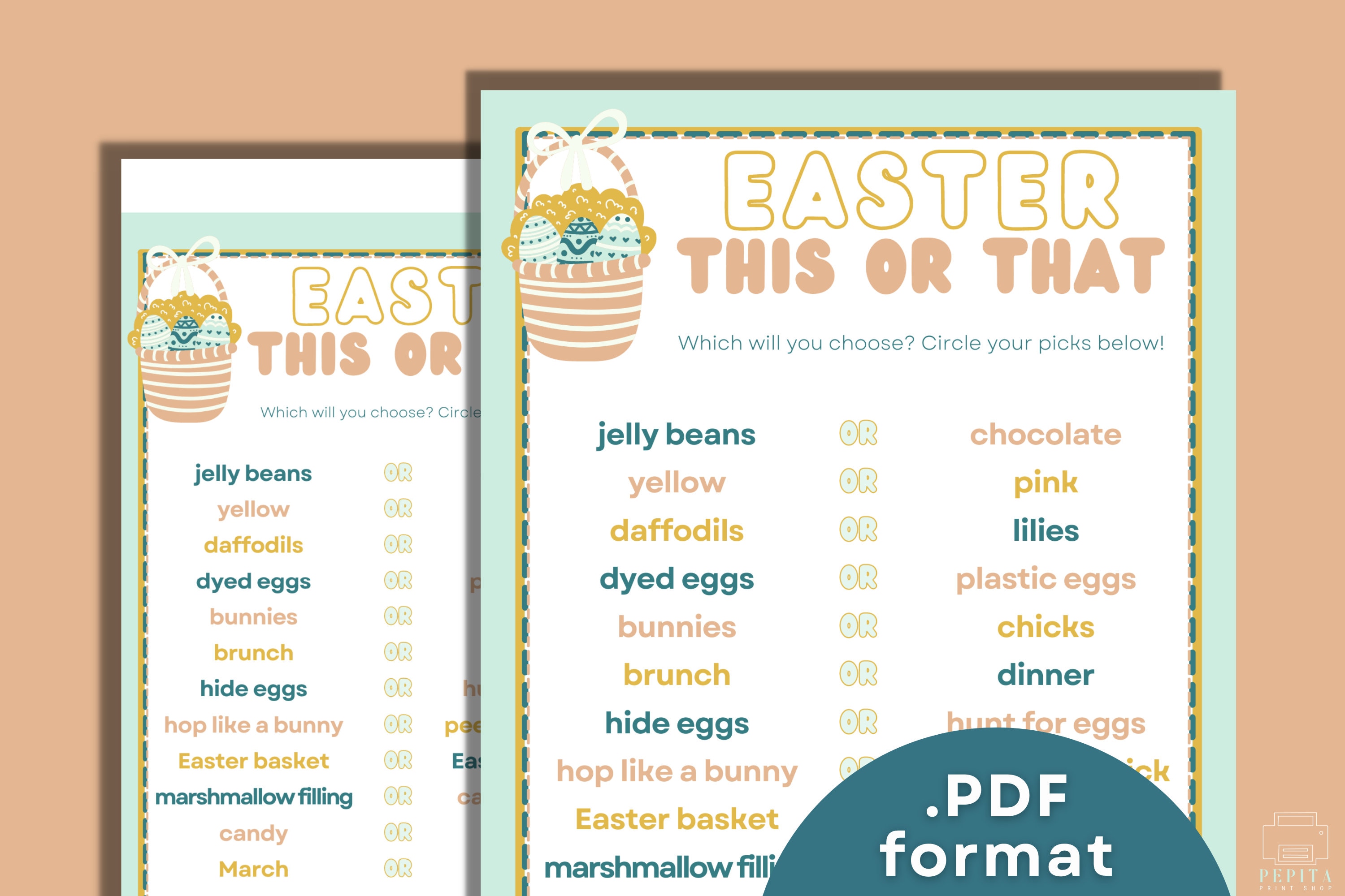 EASTER This or That Printable Game | Easter Party Games, Family Party ...