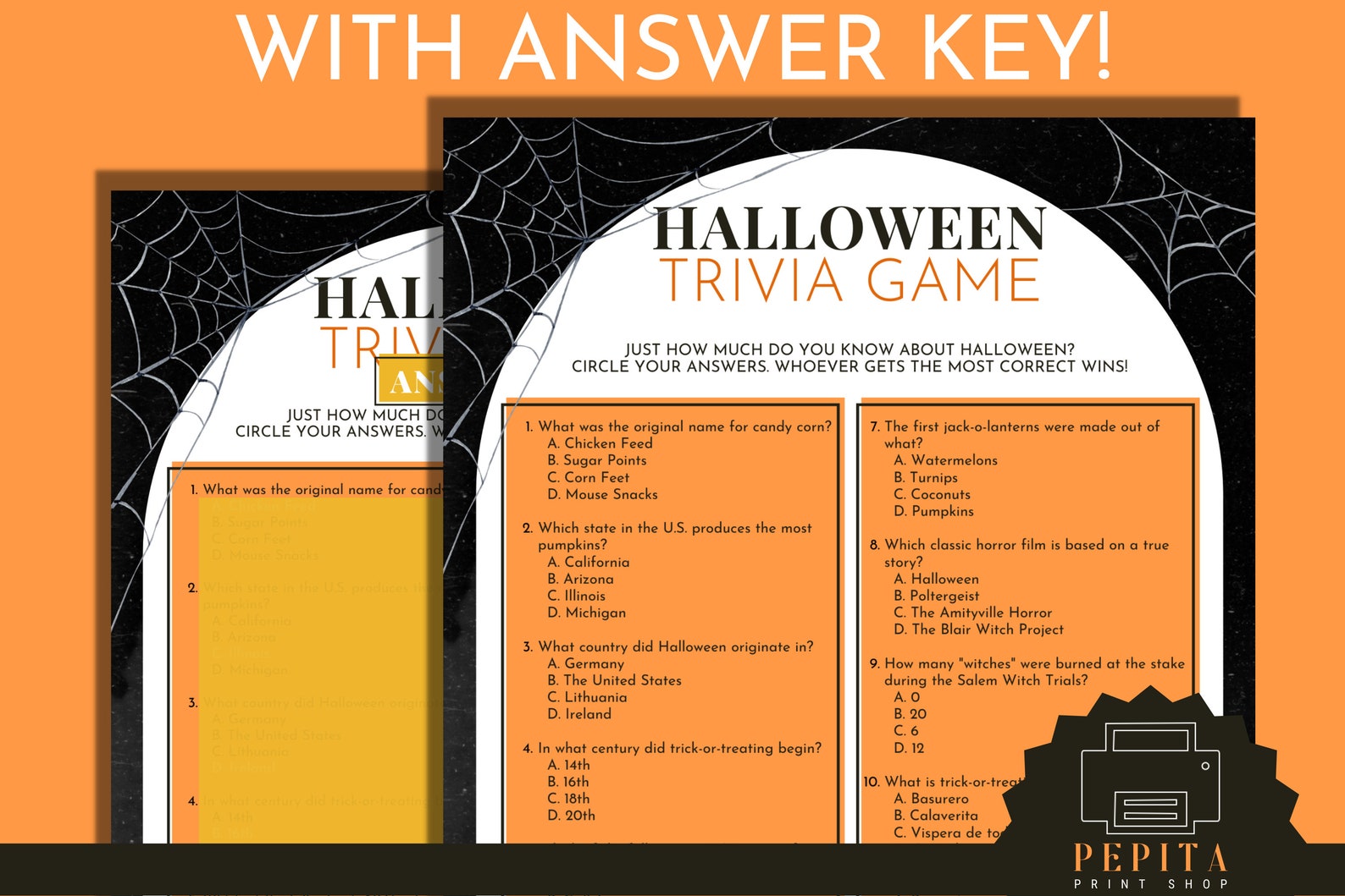 HALLOWEEN Trivia Game | Printable Game, Halloween Party, Game Night ...