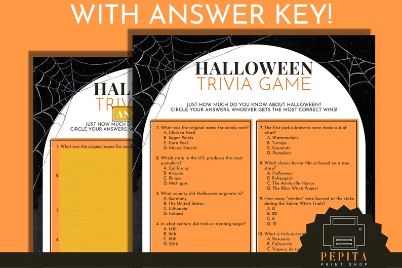 HALLOWEEN Trivia Game | Printable Game, Halloween Party, Game Night ...