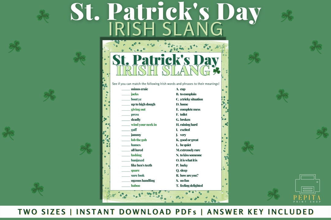 ST. PATRICK'S DAY Irish Slang - Family Edition | - Etsy