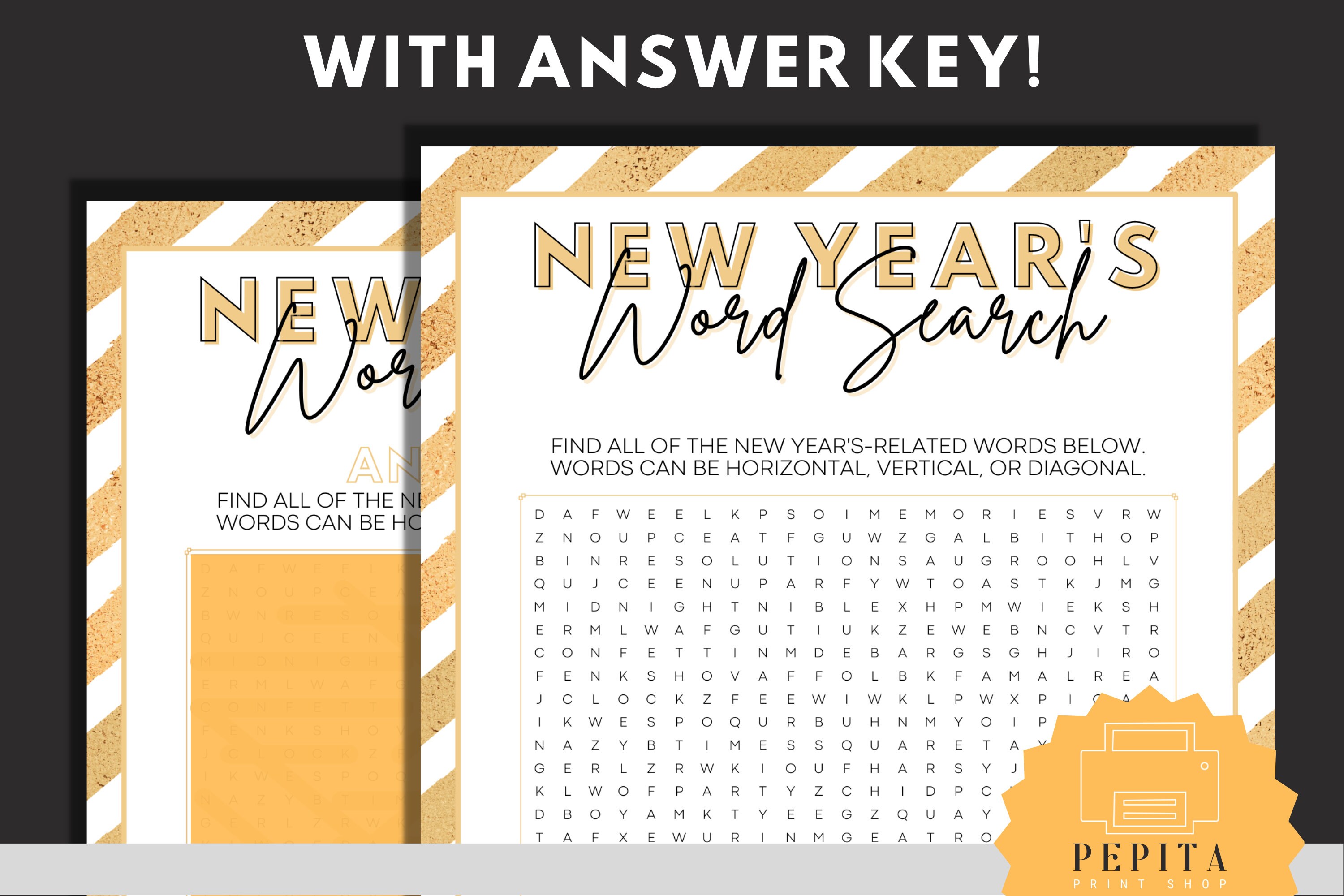NEW YEAR'S Word Search Printable Game - Etsy