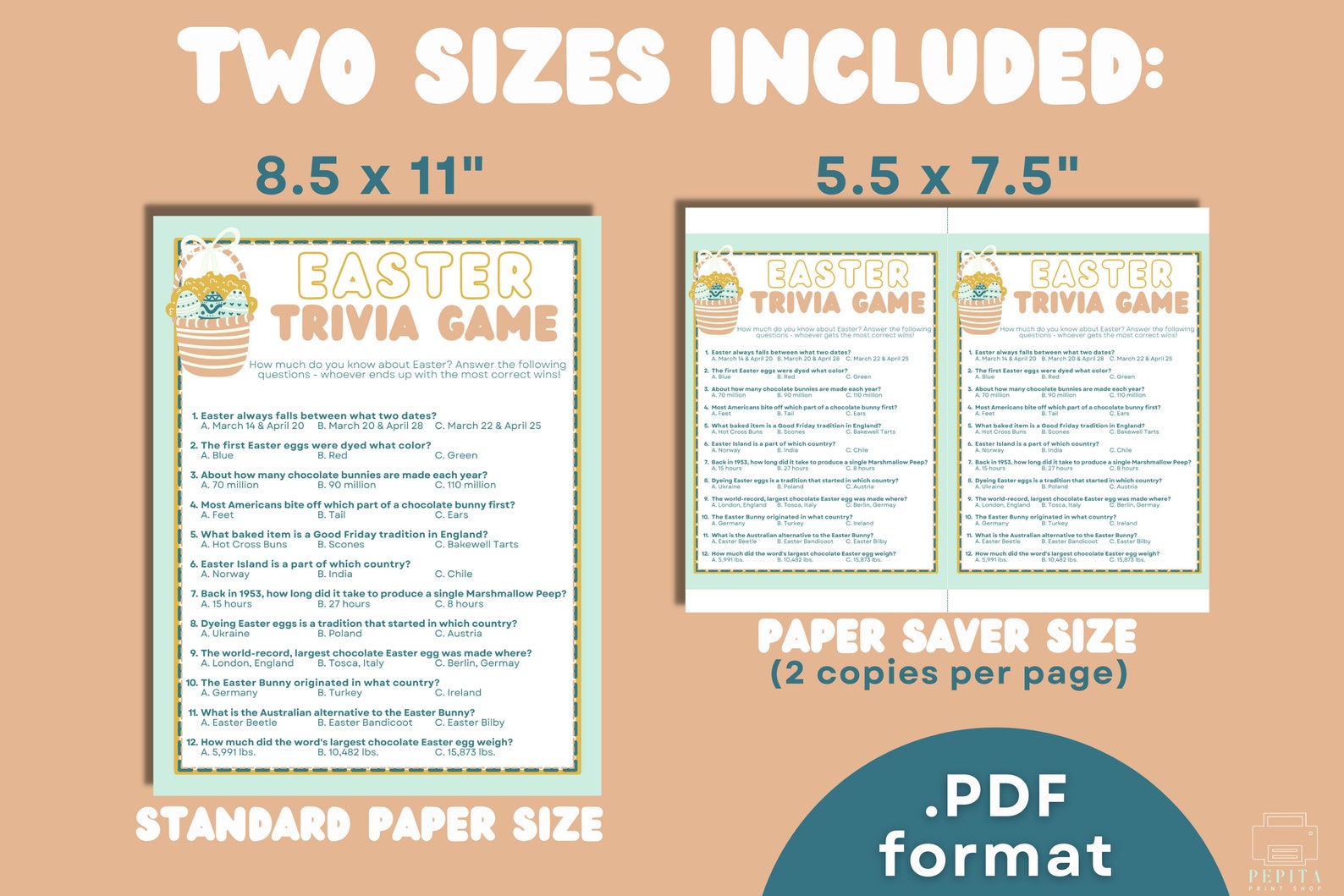 EASTER Trivia Printable Game | Easter Party Games, Family Party Games ...