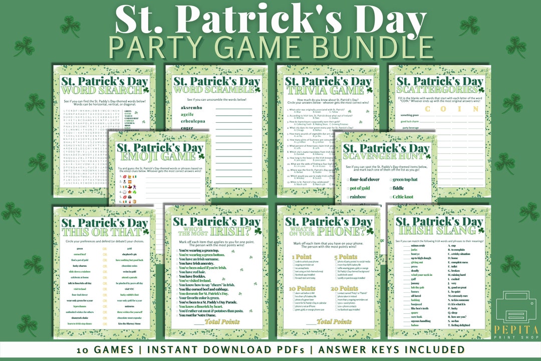 ST. PATRICK'S DAY Printable Game Bundle | - Etsy