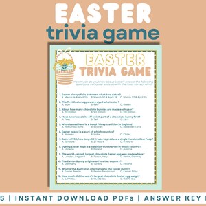 EASTER Trivia Printable Game | Easter Party Games, Family Party Games ...