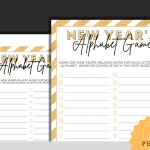 NEW YEAR'S Alphabet Game | Printable Game, NYE Party, Game Night, Kids ...