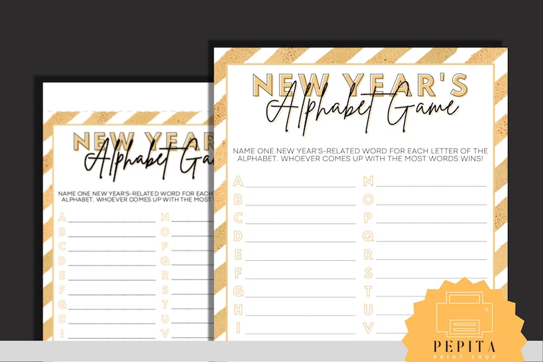 NEW YEAR'S Alphabet Game | Printable Game, NYE Party, Game Night, Kids ...