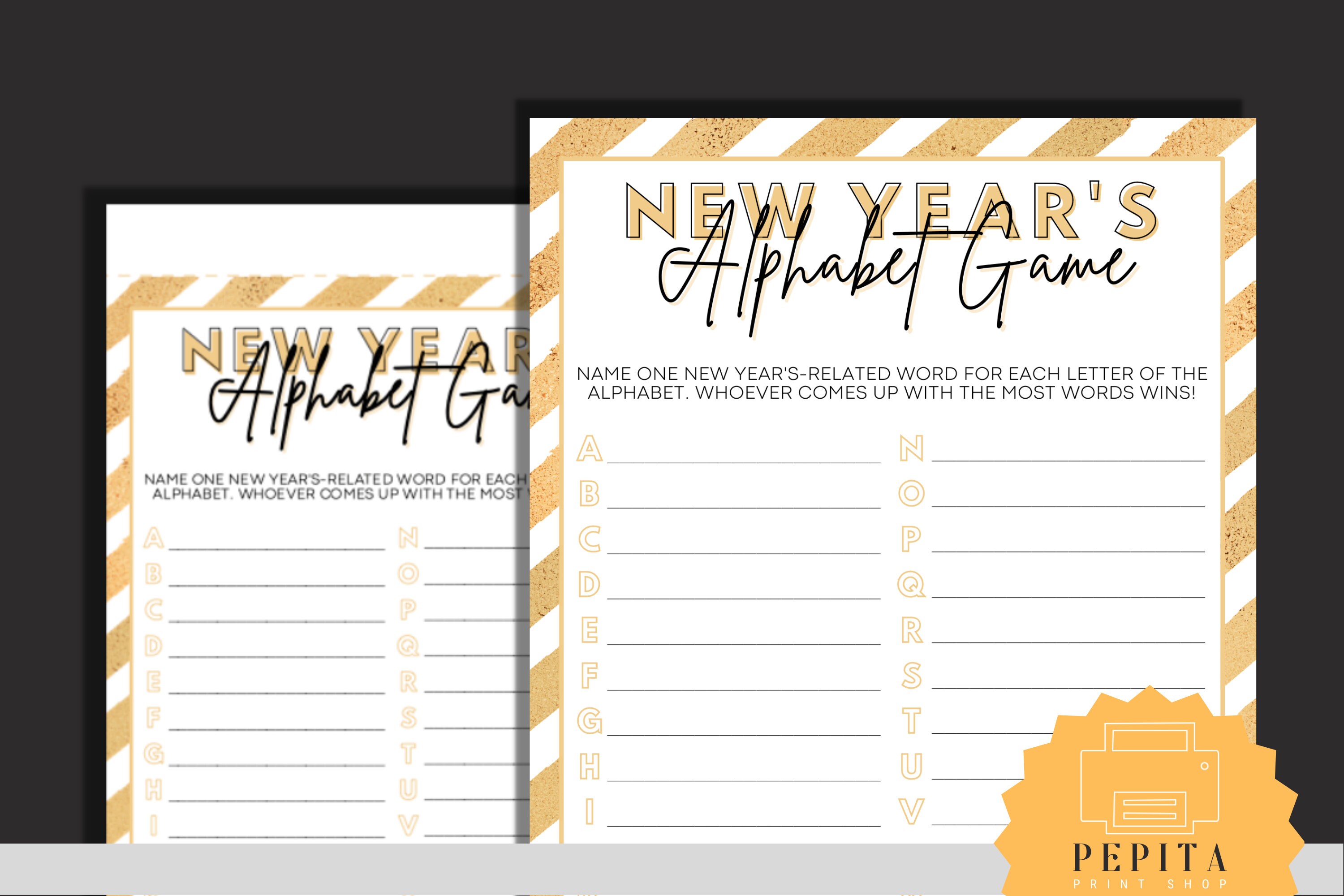 NEW YEAR'S Alphabet Game Printable Game, NYE Party, Game Night, Kids ...