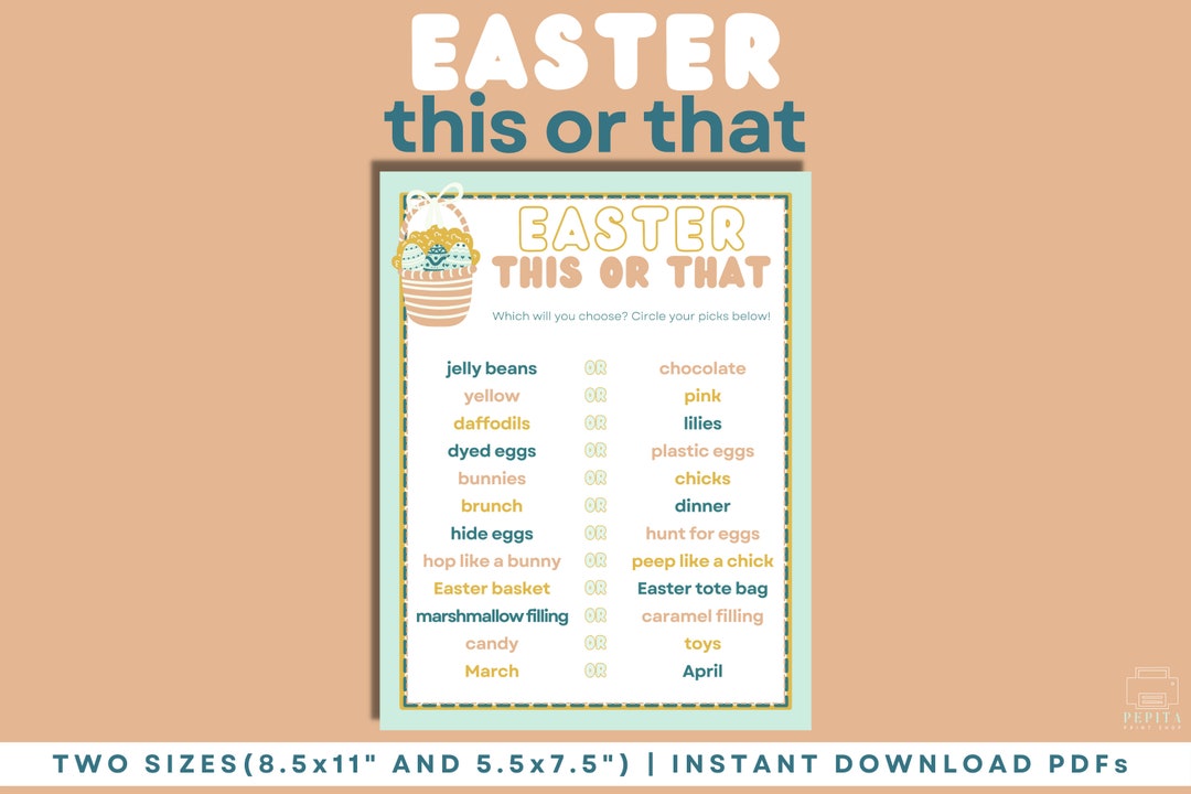 EASTER This or That Printable Game | Easter Party Games, Family Party ...