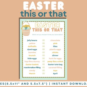 EASTER This or That Printable Game | Easter Party Games, Family Party ...